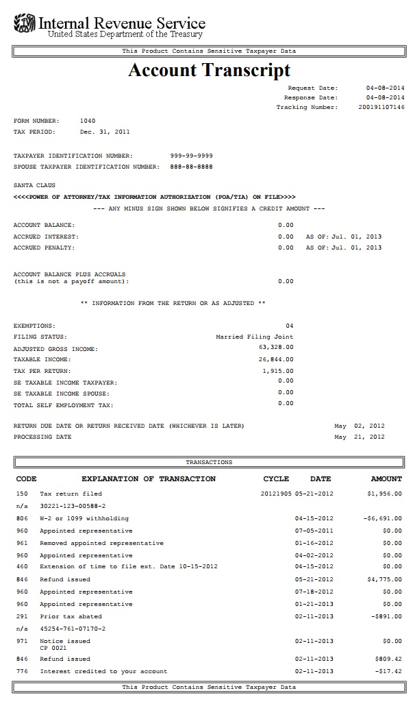 IRS Account Transcript ⋆ RefundTalk.com
